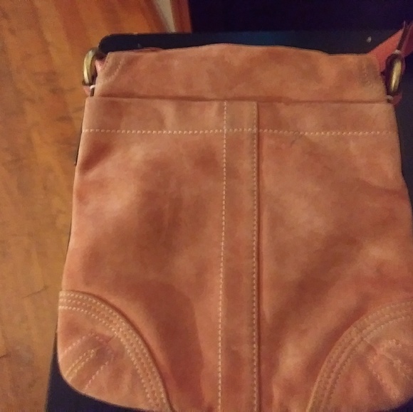 Coach | Bags | Authentic Coach Suede Peach Crossbody Purse | Poshmark